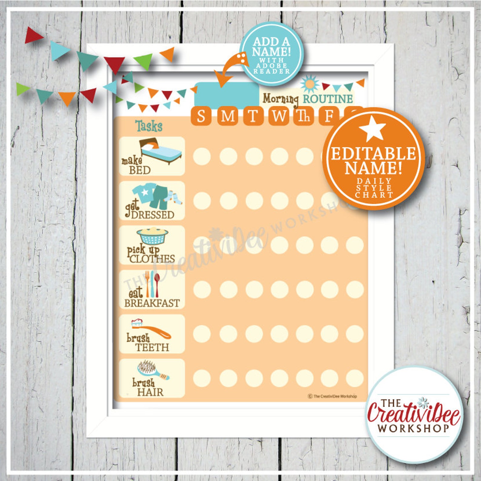 Printable DAILY Morning Routine Chart for Children EDITABLE | Etsy