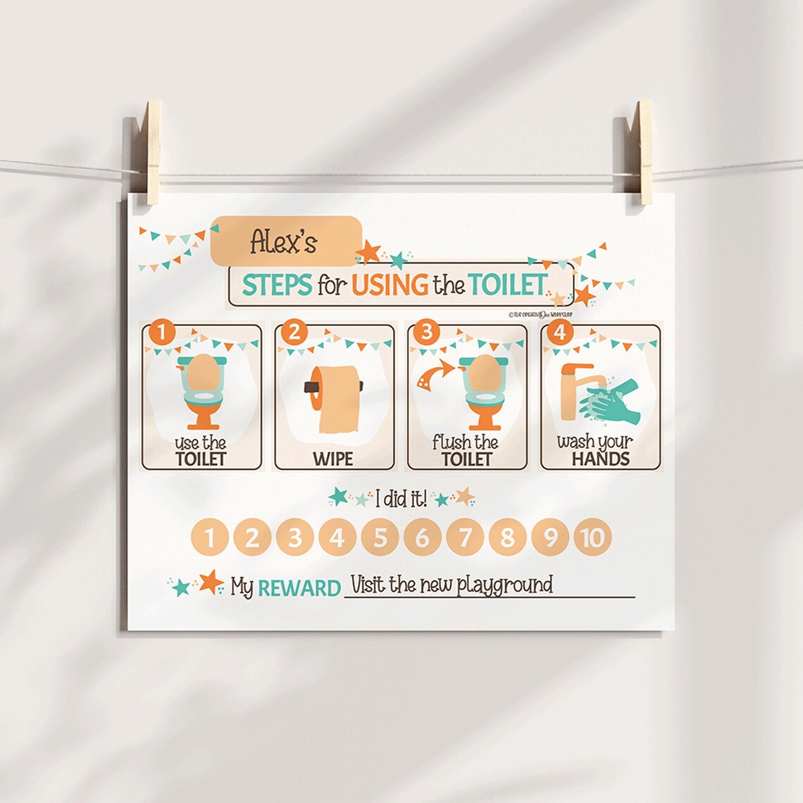 TOILET Training Chart for Kids, Printable Orange Toddler Routine Chart ...