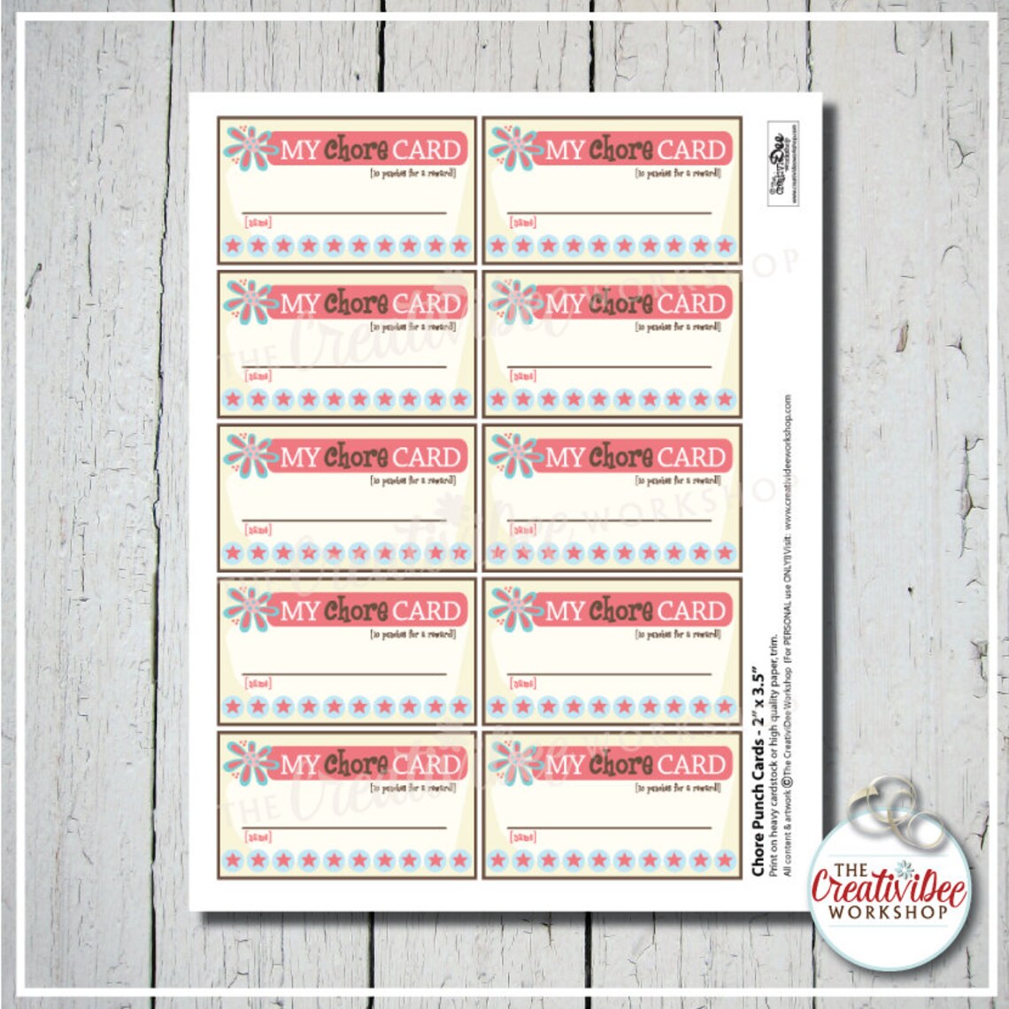 Pink Chore Punch Cards | Editable Name, Chore Tracker (digital PDF) - Etsy