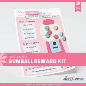Printable Children's Gumball Reward Chart, Personalizable, Editable ...