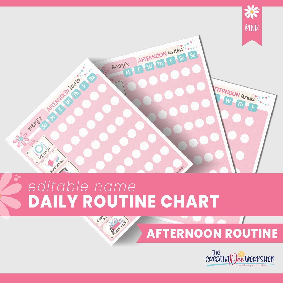 Printable Afternoon Routine Chart for Children With Editable Name - Kid ...
