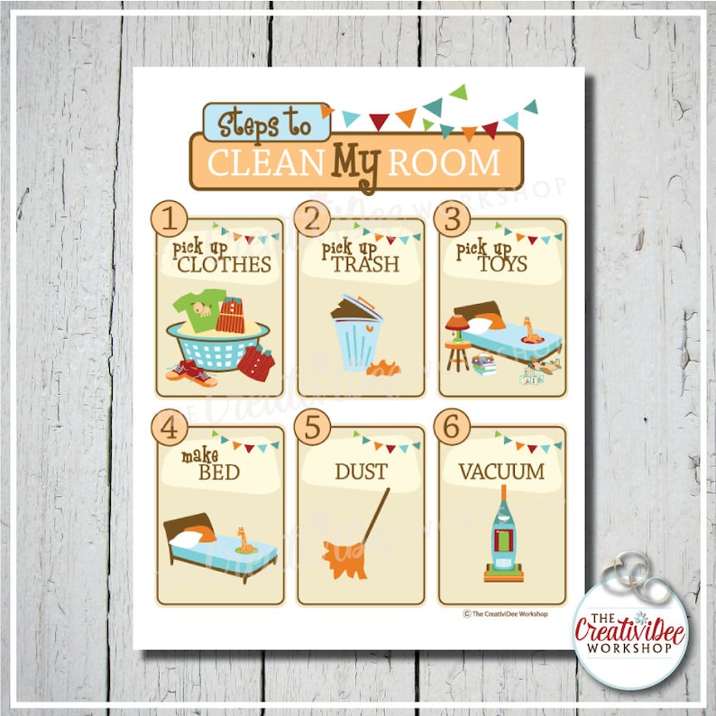 Printable Clean My Room Chart for Kids, Orange - Etsy Canada