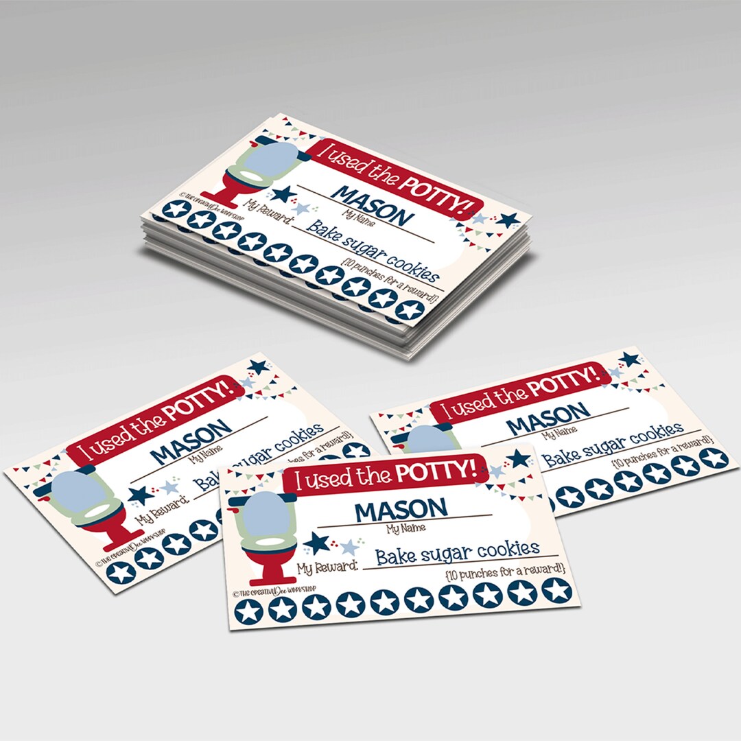 Potty Training Punch Cards, Editable Name and Reward, Toilet Training ...