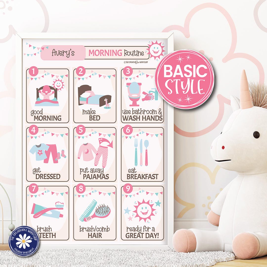 Morning Routine Chart for Children, Personalized Daily Tasks Chart ...