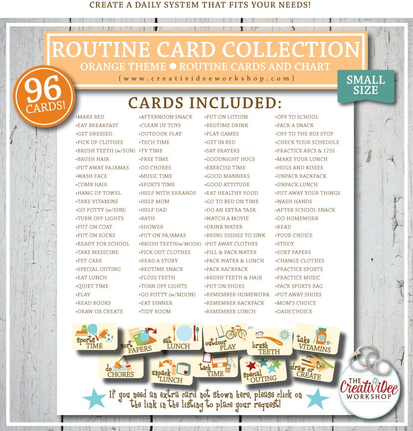 Printable ROUTINE Cards and Chart for Children 96 Total - Etsy UK