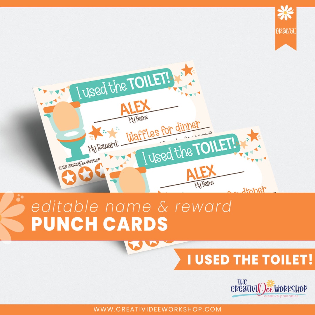 Printable Toilet Training Punch Cards, Editable Name and Reward, Potty ...