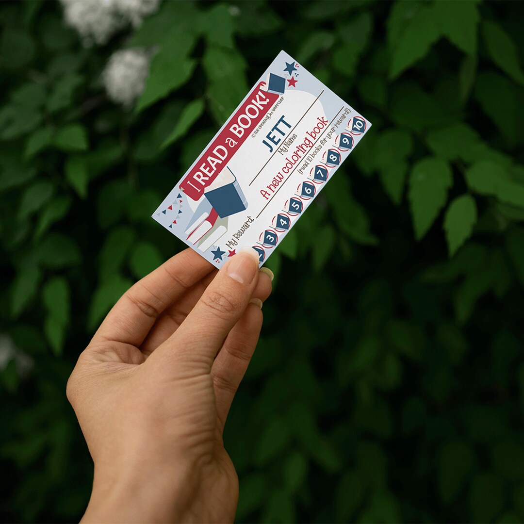 Read A Book Printable Punch Card for Children, Editable Name and Reward ...
