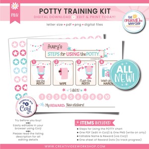 Printable POTTY Training Chart, Editable Name and Reward, Pink Toddler ...
