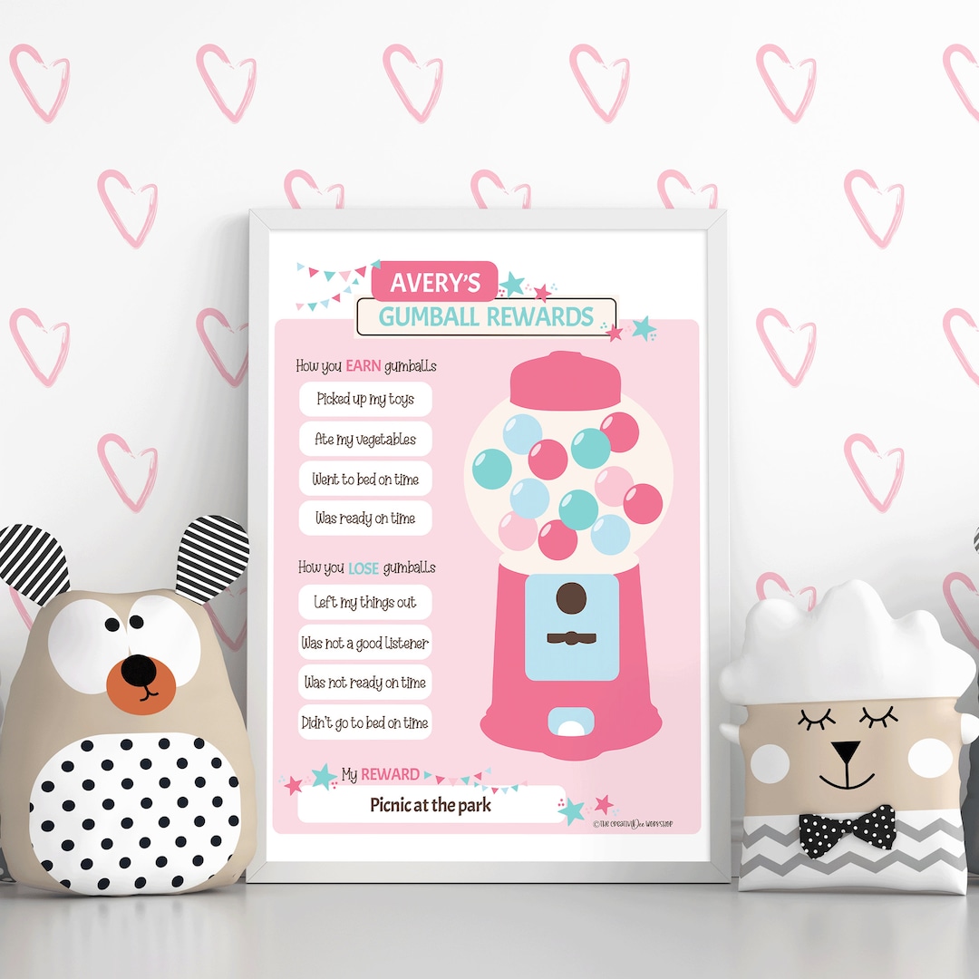 Printable Children's Gumball Reward Chart, Personalizable, Editable ...