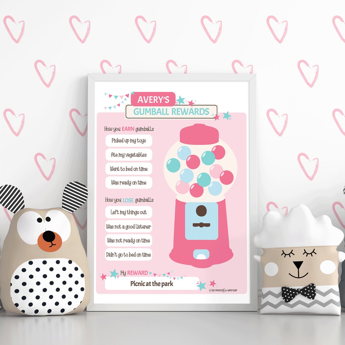 Printable Children's Gumball Reward Chart, Personalizable, Editable ...