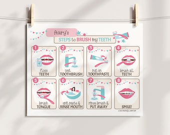 Printable Brush My Teeth Chart, Children's Daily Routine, Editable Name ...