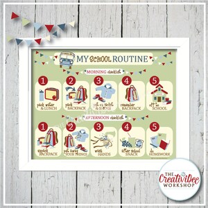 School Routine Chart | Before and After School Routine | Blue ...