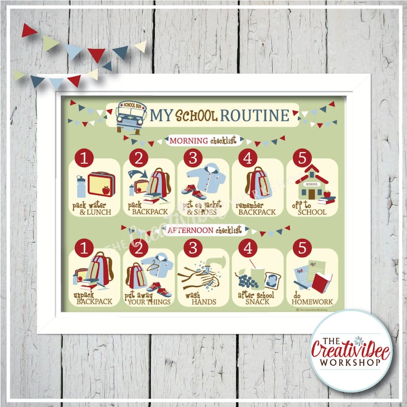 School Routine Chart Before and After School Routine Blue - Etsy