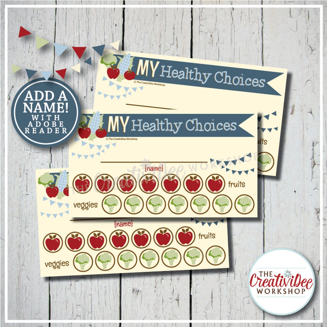 Health Tracker Punch Card | Healthy Choices | Editable Name | Fruit ...