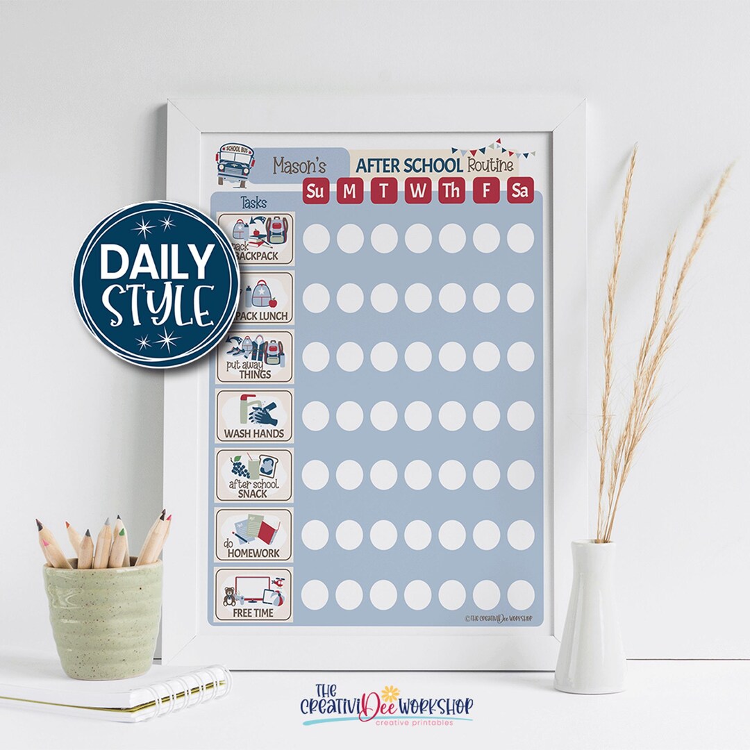 Printable After School Routine Chart for Kids - Daily Schedule for ...