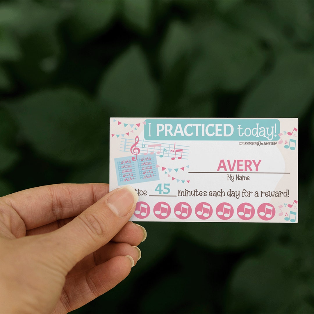 Printable Music Practice Punch Card for Kids, Editable Name and ...
