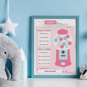 Printable Children's Gumball Reward Chart, Personalizable, Editable ...