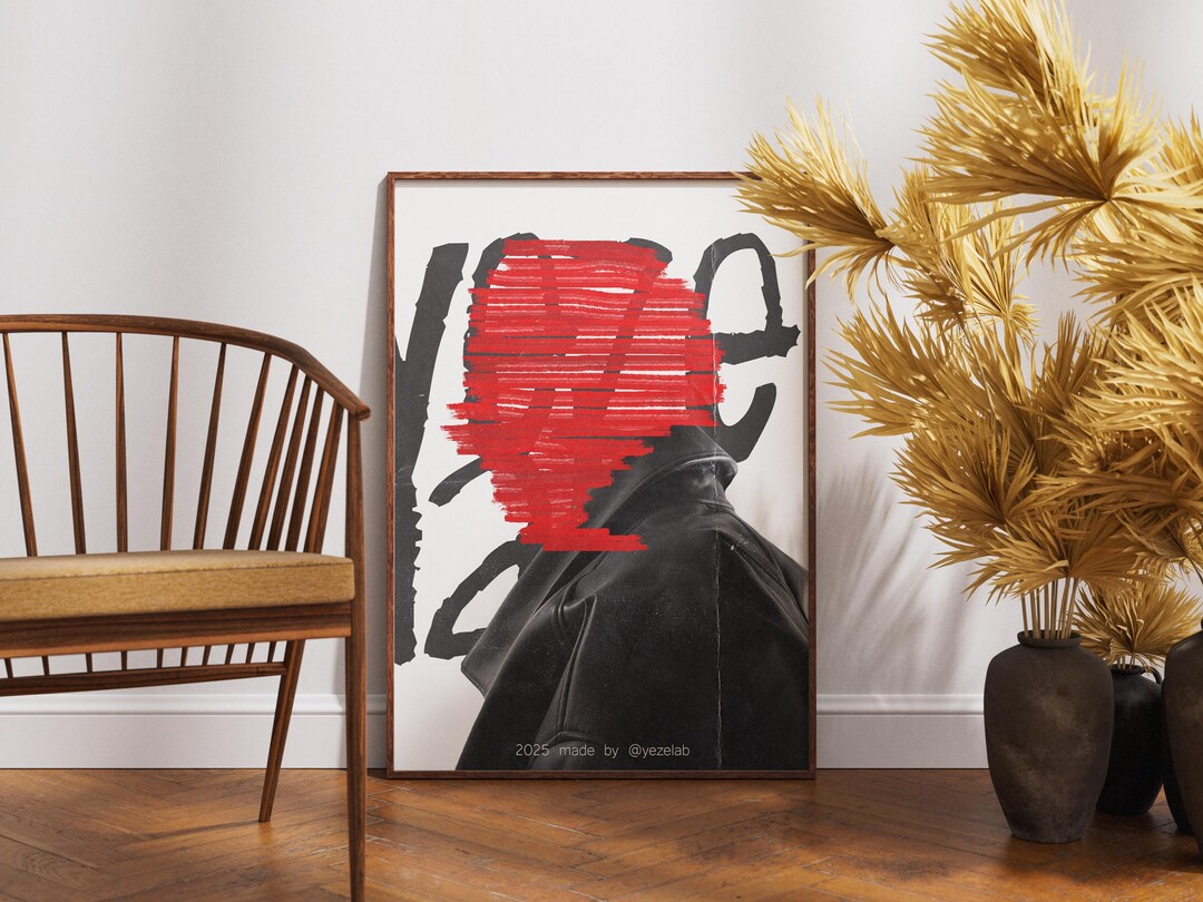 Red Face Poster – Abstract Red Mask Art, Wall Art, Deep Thought ...