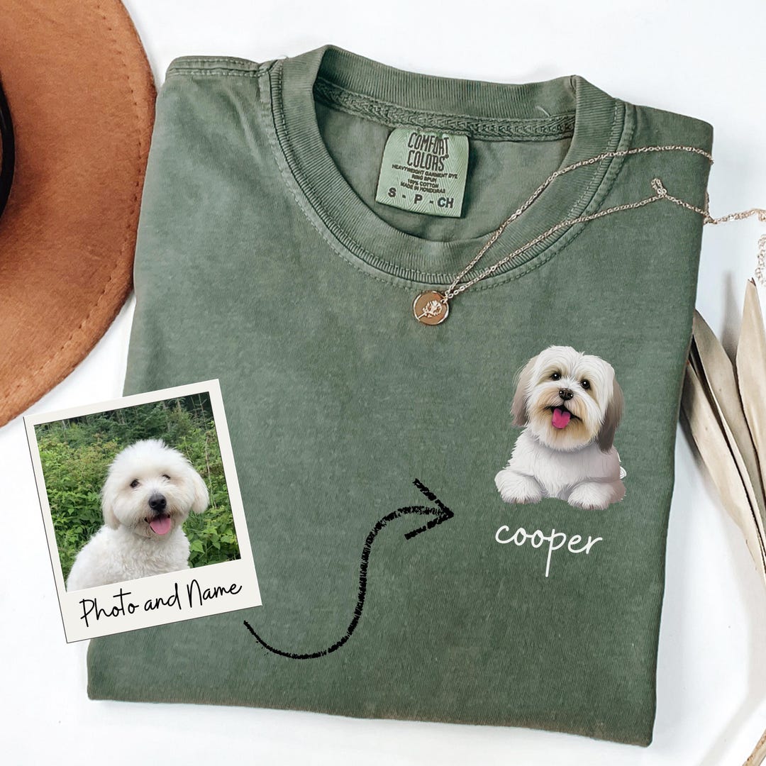 Comfort Colors® Custom Dog Shirt, Personalized Pet Portrait T-shirt ...