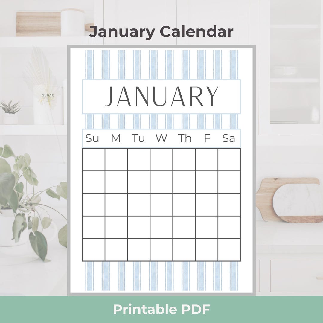 Printable January Calendar | Minimalist Monthly Planner | Blank January ...