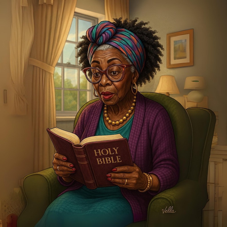 Mama Grace Reading Bible Art Print: African American Inspirational ...