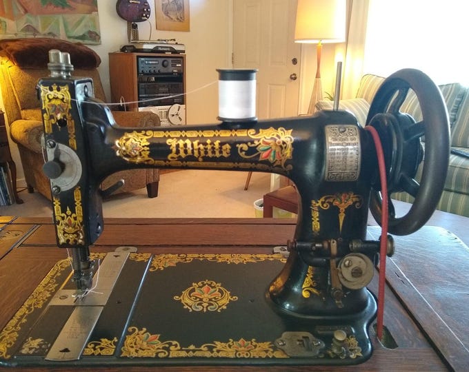 Working Circa 1890s white Brand Manual Treadle Sewing Machine Pick up ...