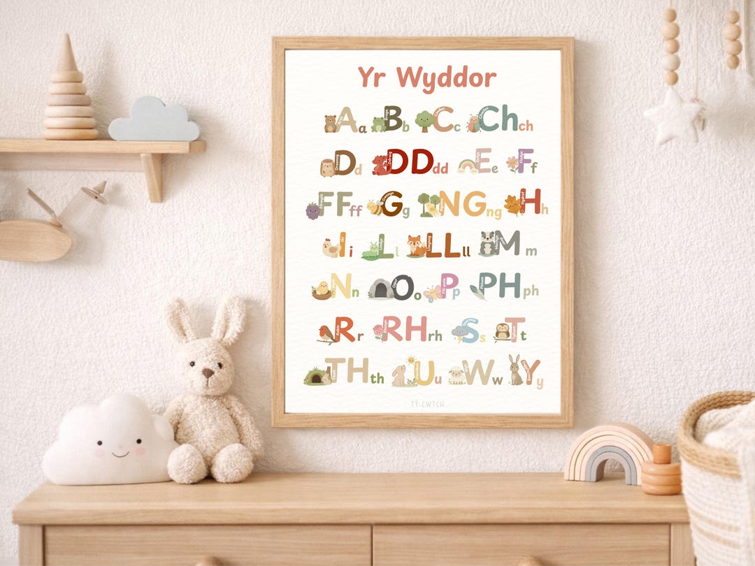 Welsh Alphabet Poster | Yr Wyddor | Woodland Nursery Print | Welsh ...