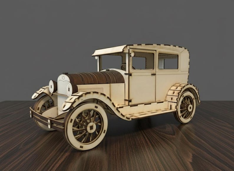Ford Model A 1927 Inspired Laser Cut Model Car SVG | Vintage Wooden Car ...