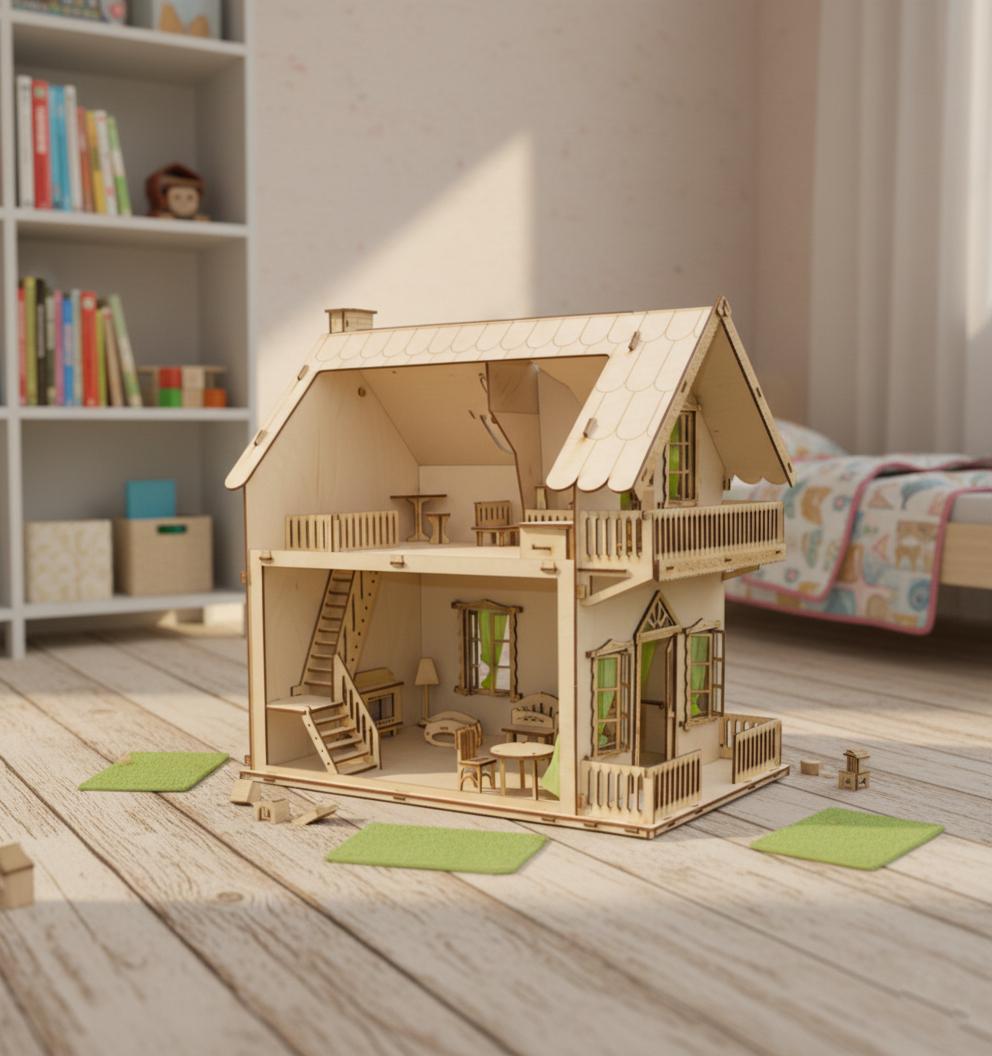 Victorian Chalet Dollhouse SVG | 3-story Miniature Home Laser Cut Files ...