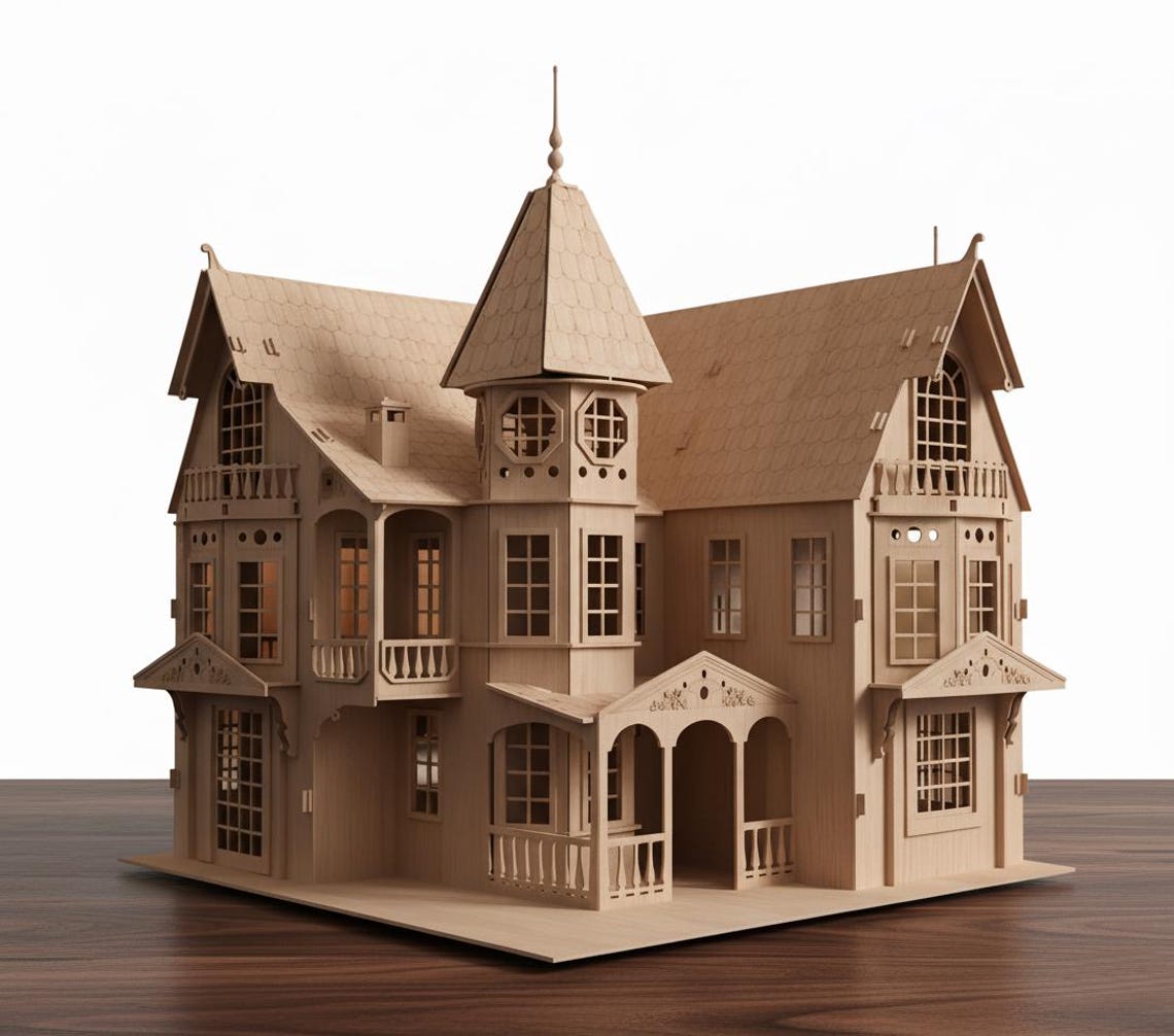 Victorian Mansion 3D Model SVG – Laser Cut House Template for Wood ...