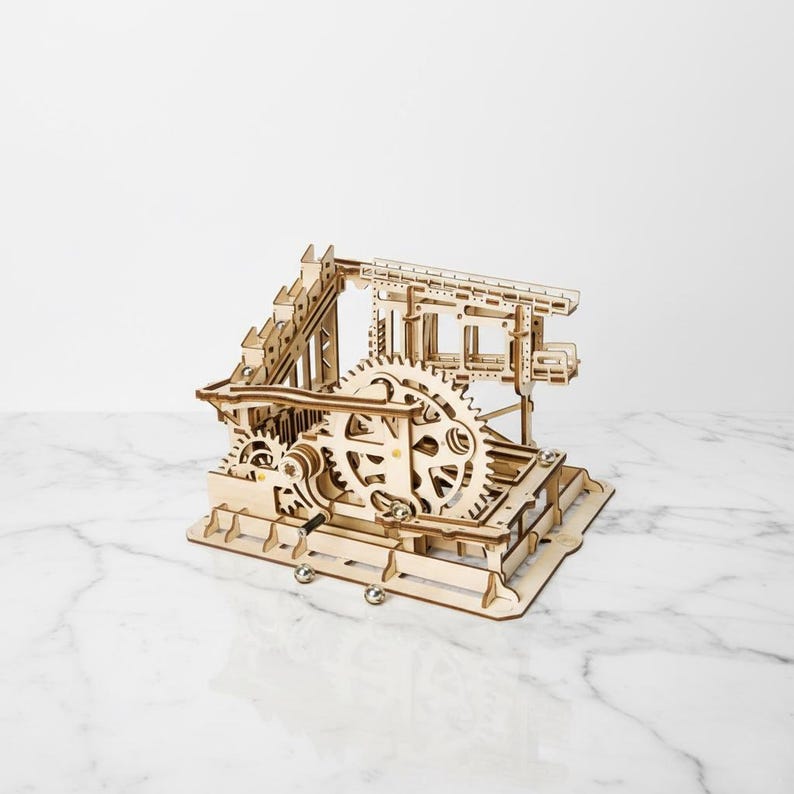 Wooden Marble Run SVG | Kinetic Art Laser Cut Files | 3D Mechanical ...
