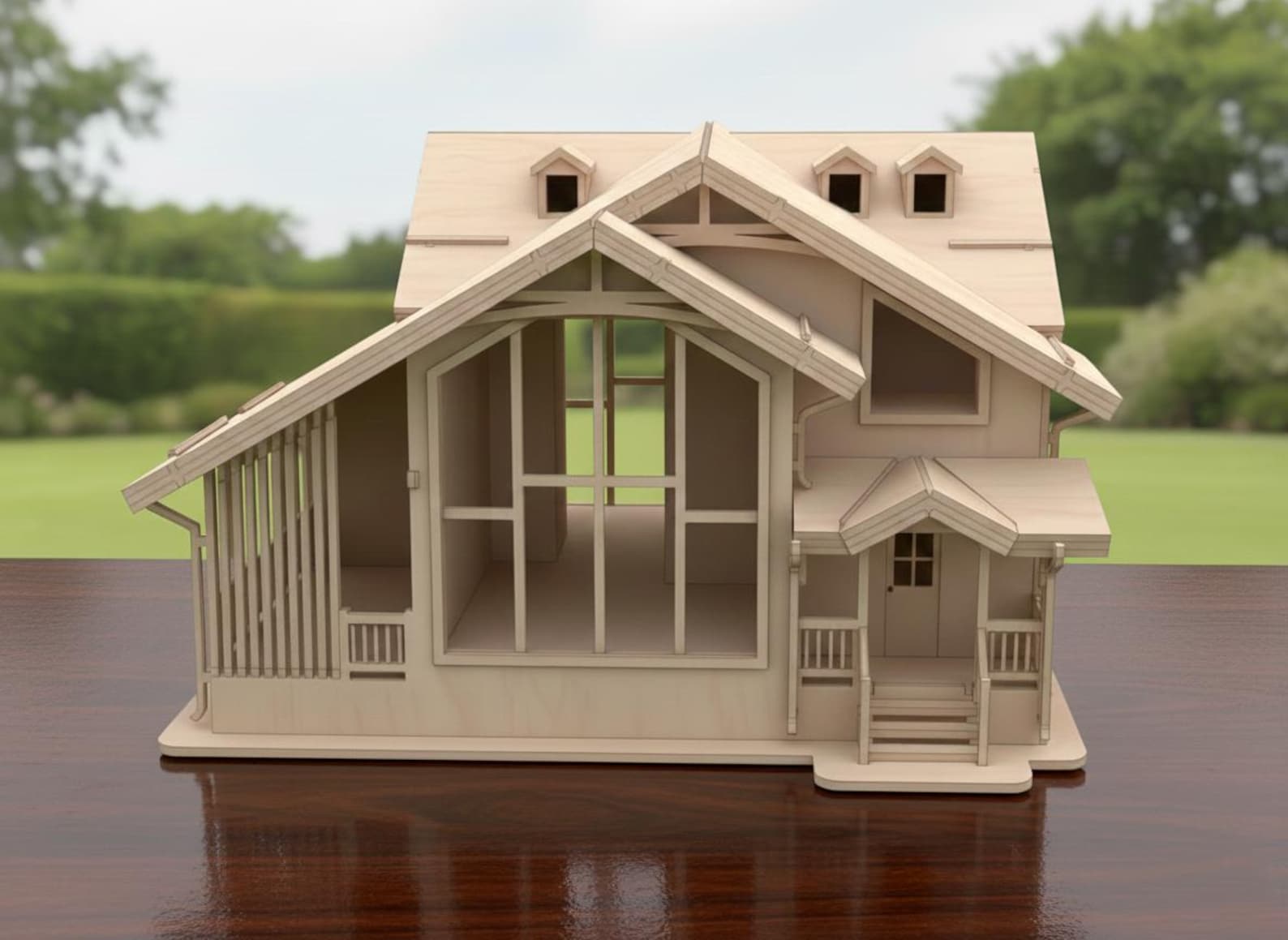 Modern Wooden Cabin SVG | Contemporary Dollhouse Laser Cut Files ...