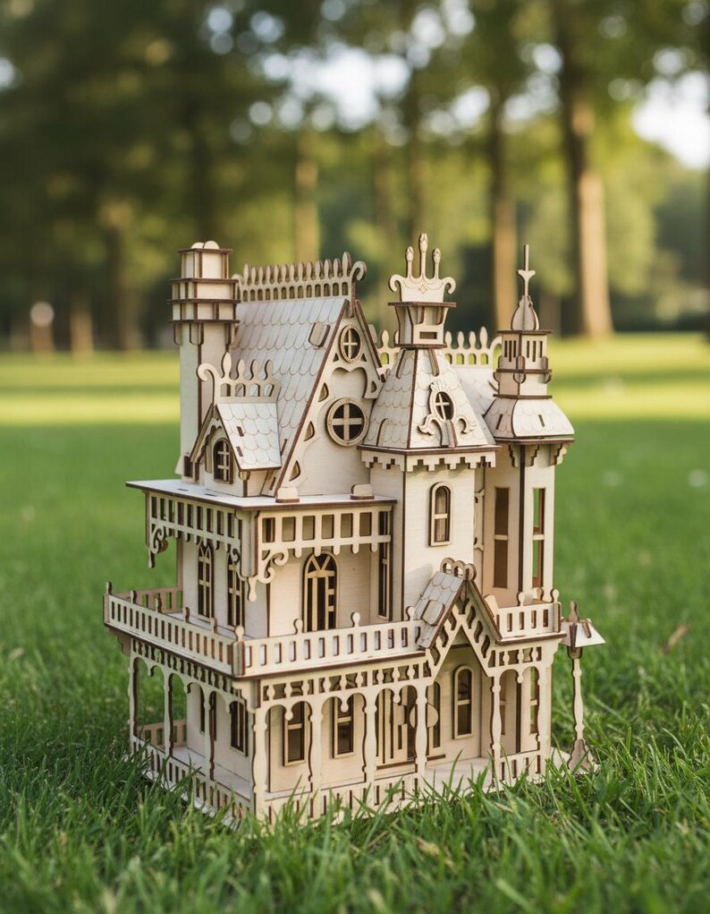 Victorian House Laser Cut File, Wooden Miniature Mansion SVG DXF ...