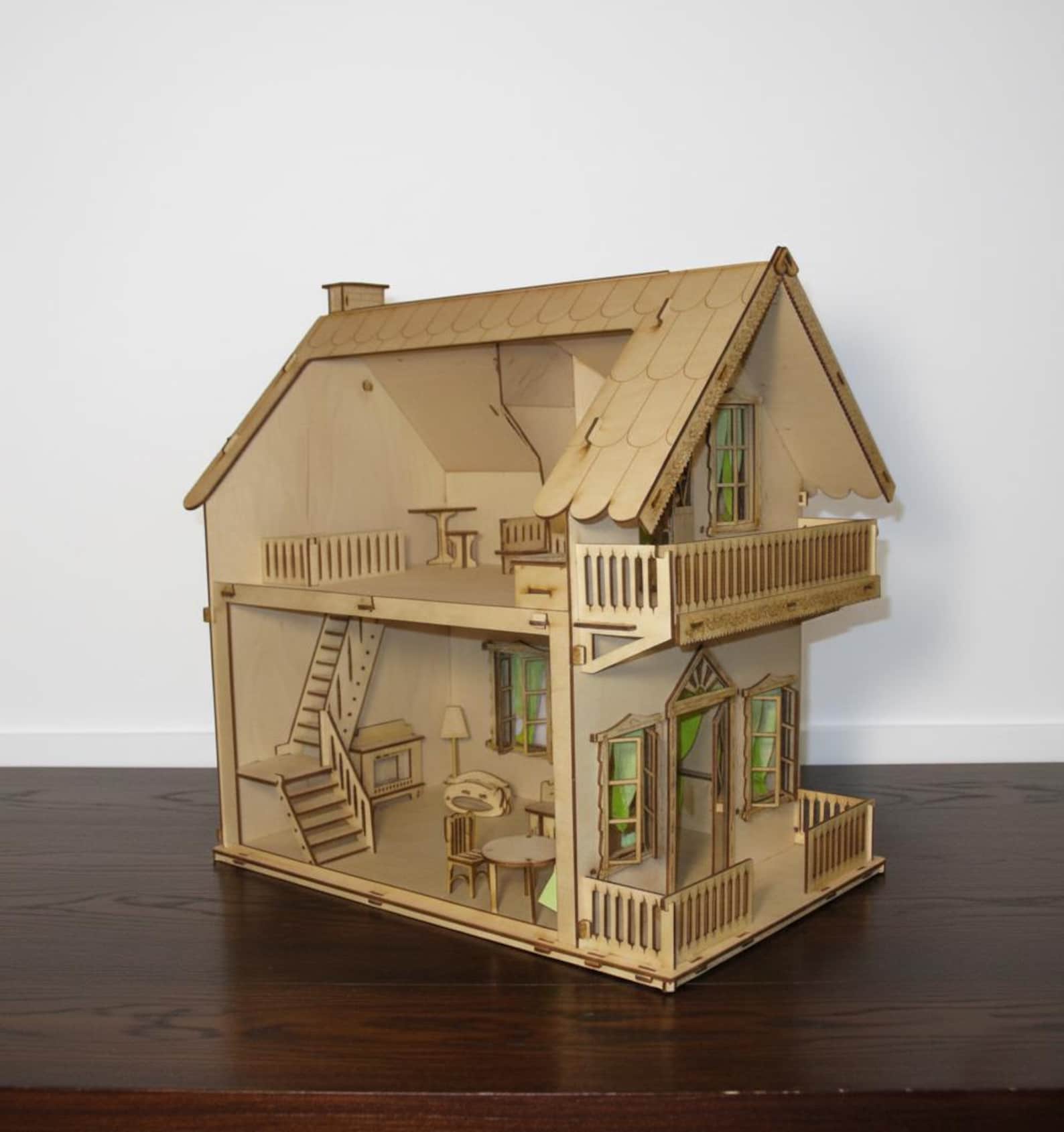 Victorian Chalet Dollhouse SVG | 3-story Miniature Home Laser Cut Files ...