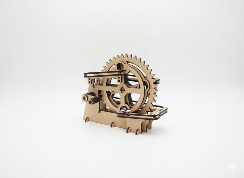 Laser Cut Marble Run Desk Toy | Wooden Gear Puzzle | Kinetic Sculpture ...