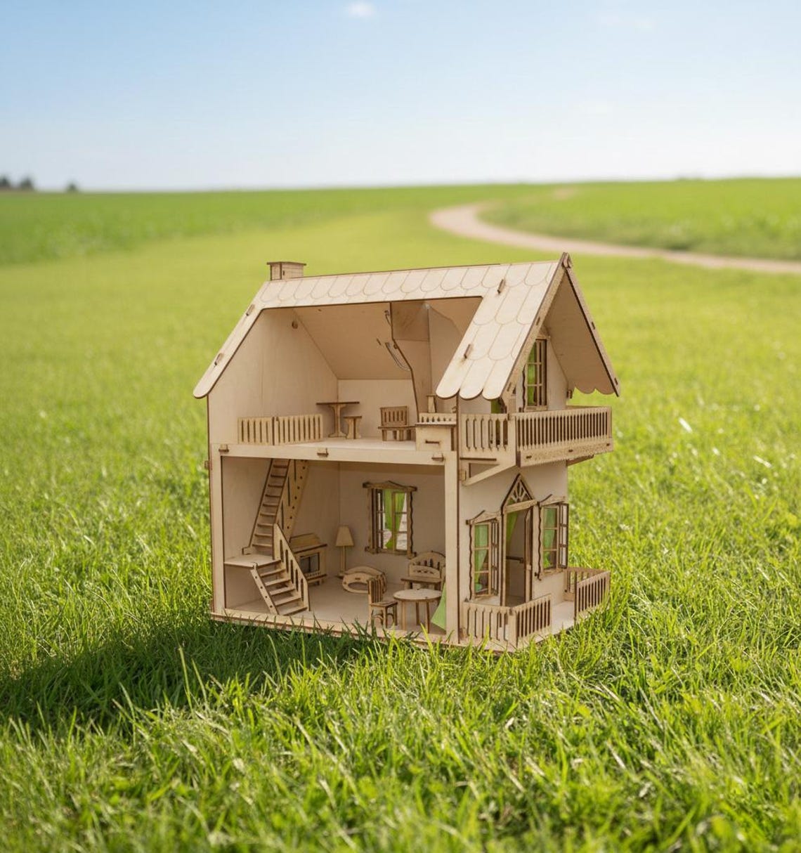 Victorian Chalet Dollhouse SVG | 3-story Miniature Home Laser Cut Files ...