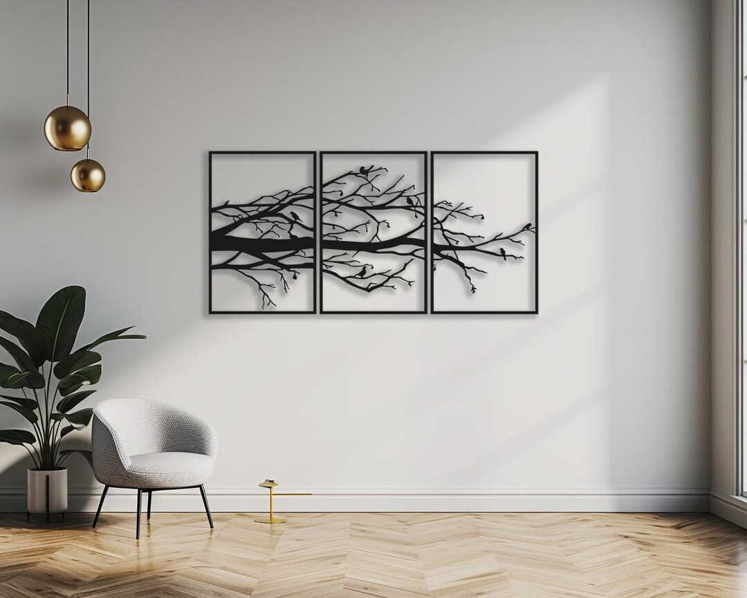 Birds on Branch Triptych Wall Art SVG Bundle – Laser Cut File (digital ...