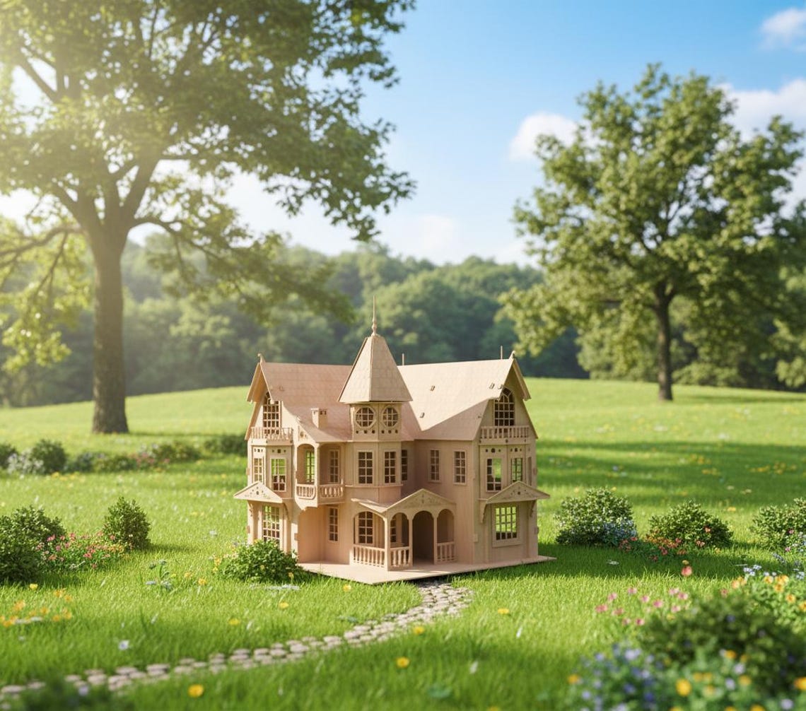 Victorian Mansion 3D Model SVG – Laser Cut House Template for Wood ...