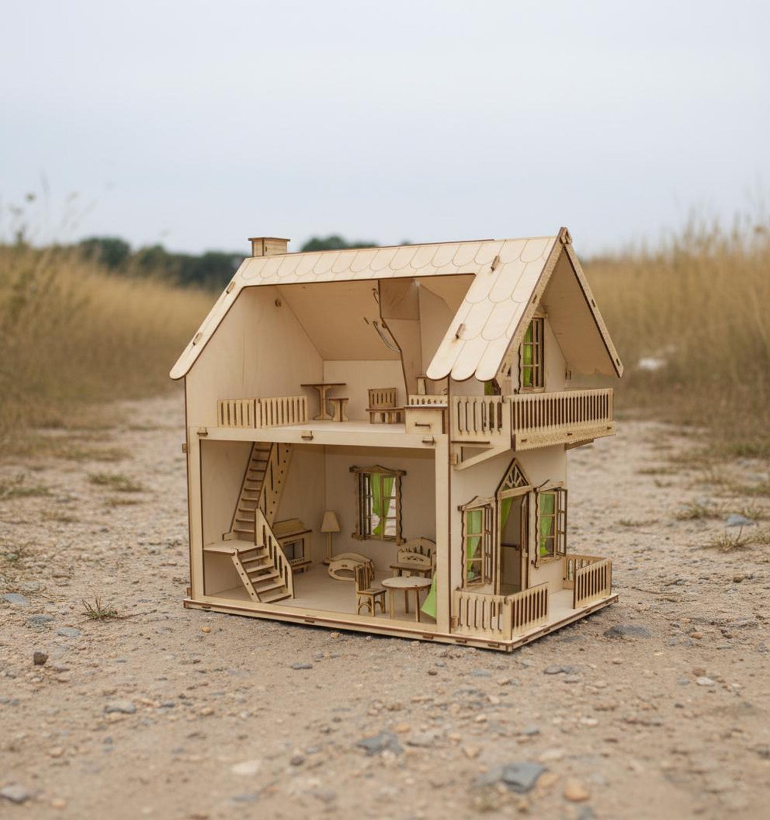 Victorian Chalet Dollhouse SVG | 3-story Miniature Home Laser Cut Files ...