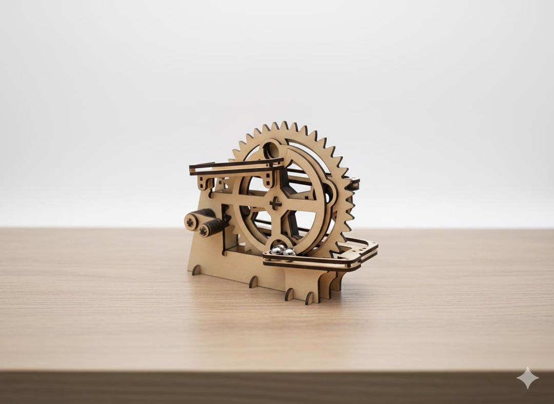 Laser Cut Marble Run Desk Toy | Wooden Gear Puzzle | Kinetic Sculpture ...