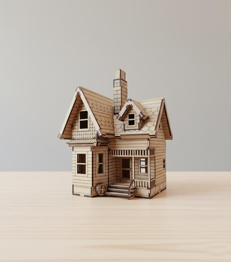 3D Wooden Cottage SVG | Fairy House Laser Cut Files | DIY Dollhouse Kit ...
