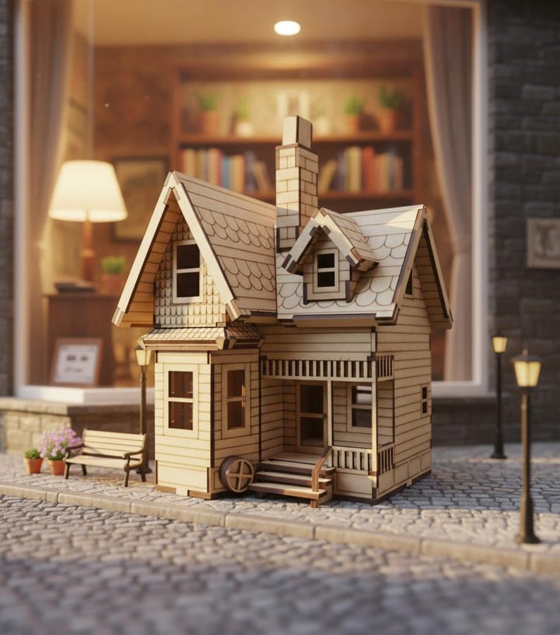 3D Wooden Cottage SVG | Fairy House Laser Cut Files | DIY Dollhouse Kit ...