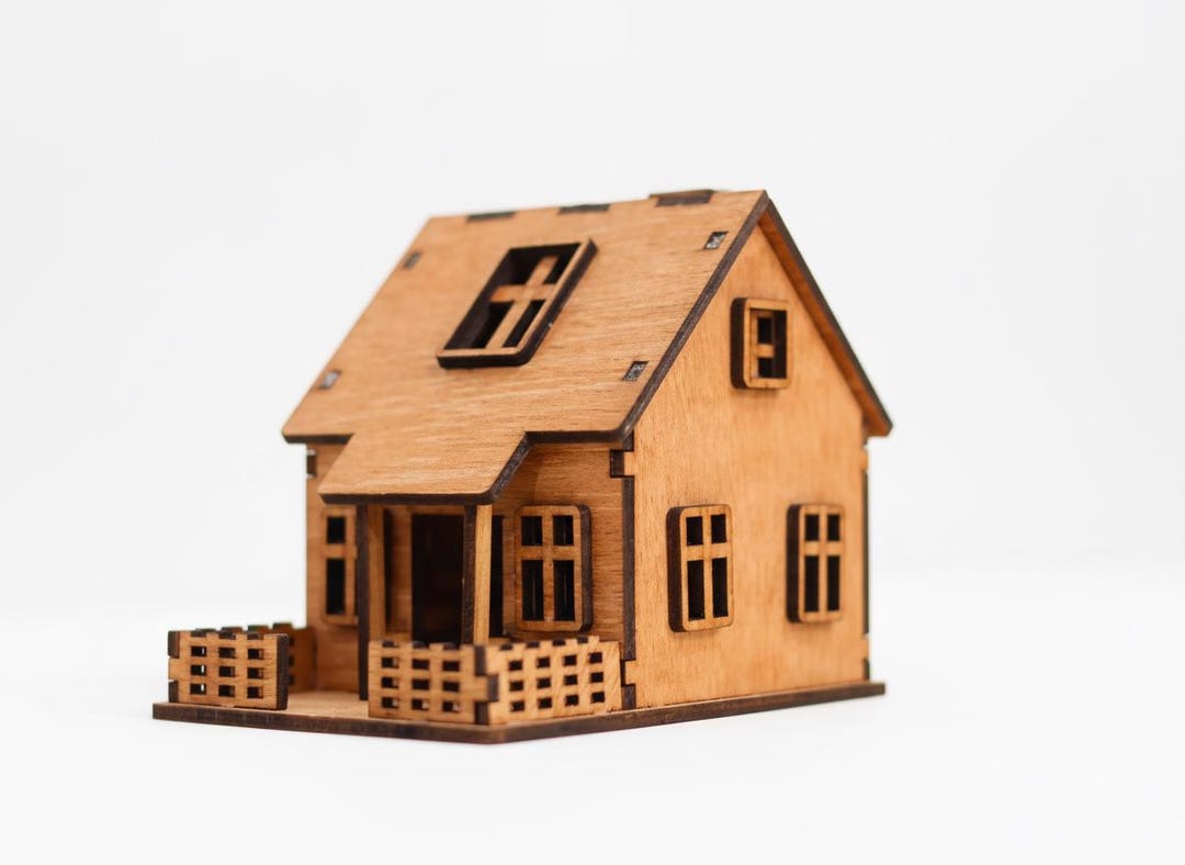 Mini Wooden House SVG | DIY Laser Cut Kit | Small Cottage Model DXF ...