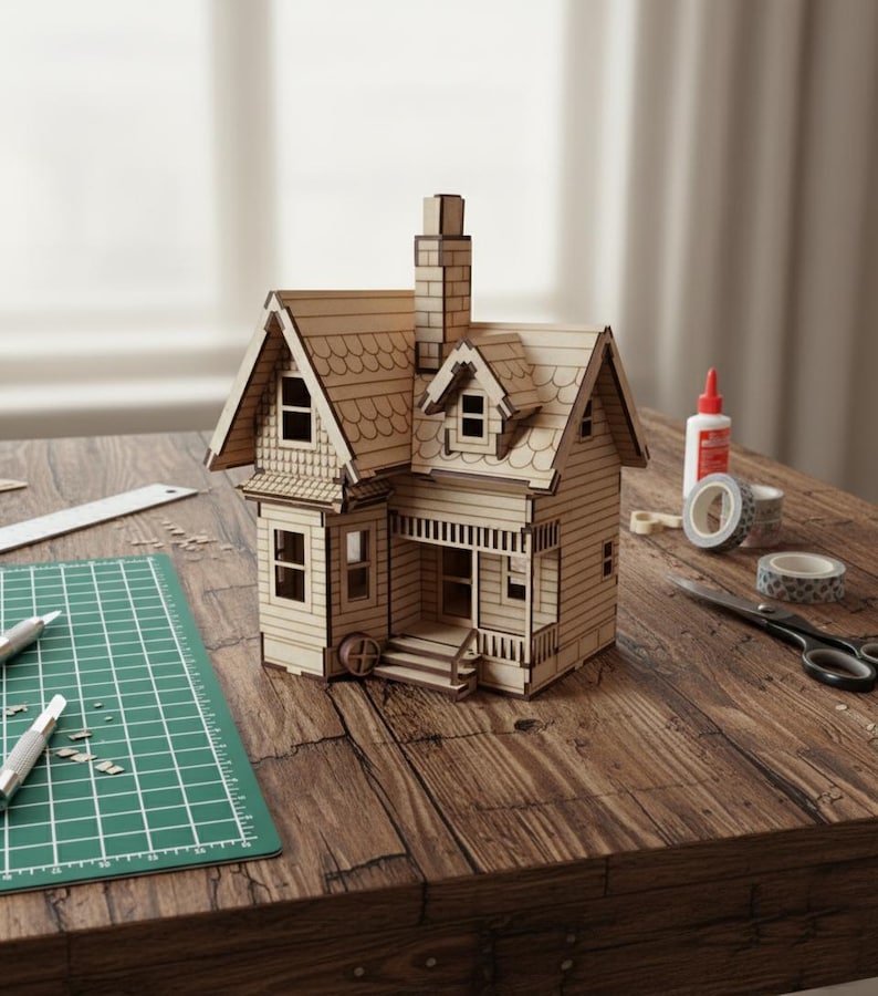 3D Wooden Cottage SVG | Fairy House Laser Cut Files | DIY Dollhouse Kit ...