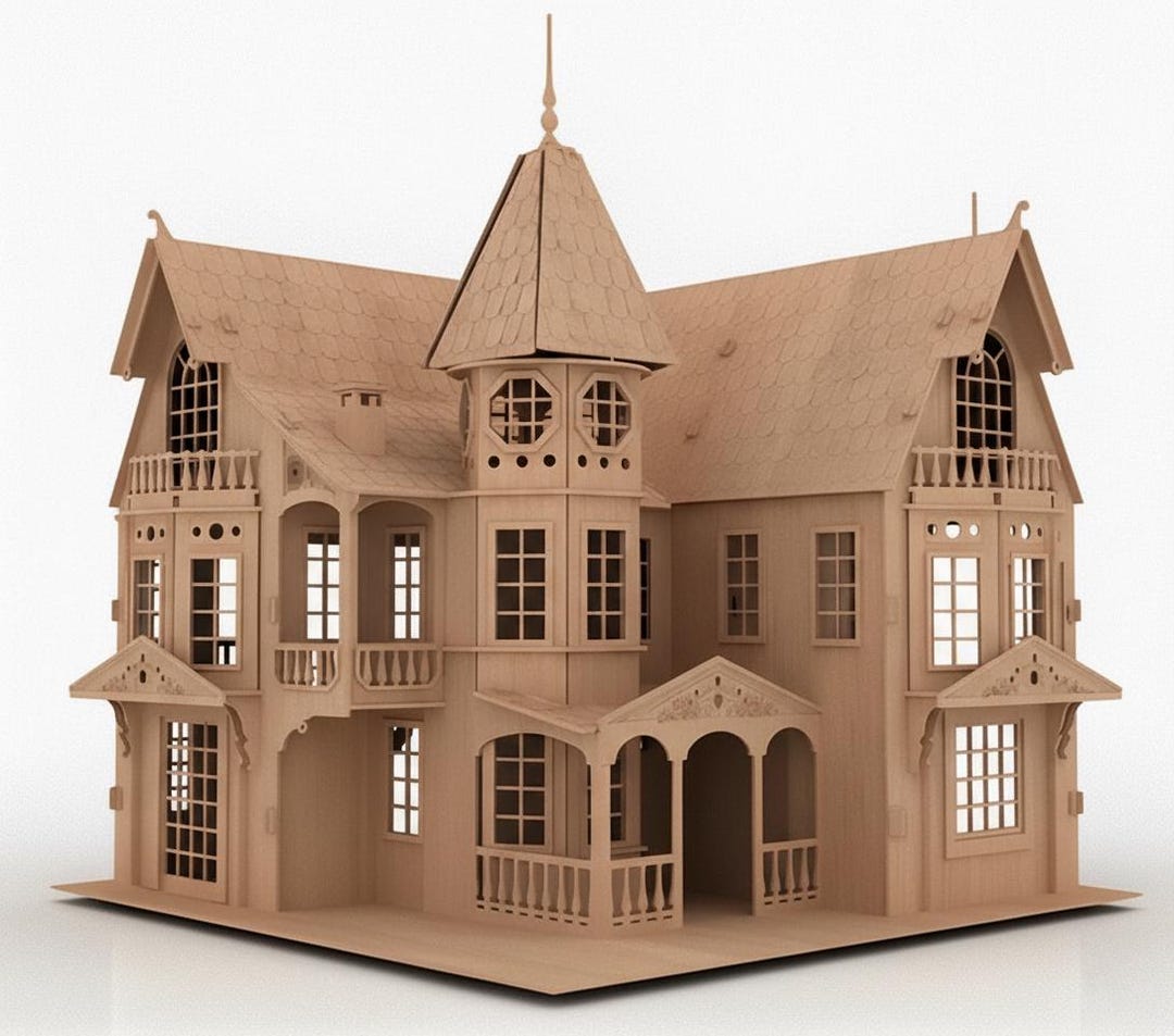 Victorian Mansion 3D Model SVG – Laser Cut House Template for Wood ...