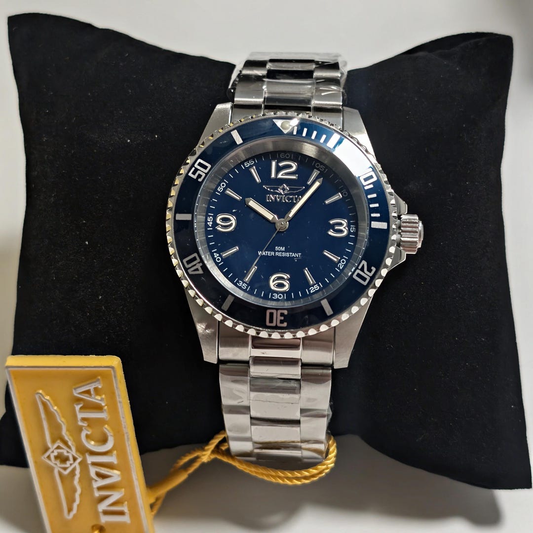 Invicta Specialty Rowan Men's Watch: Blue Dial, Stainless Steel 40mm - Etsy