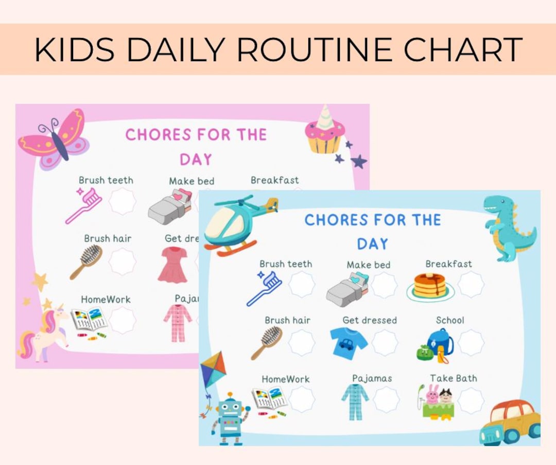 Routine Chart Toddler Routine Chart Morning Evening Visual Schedule ...