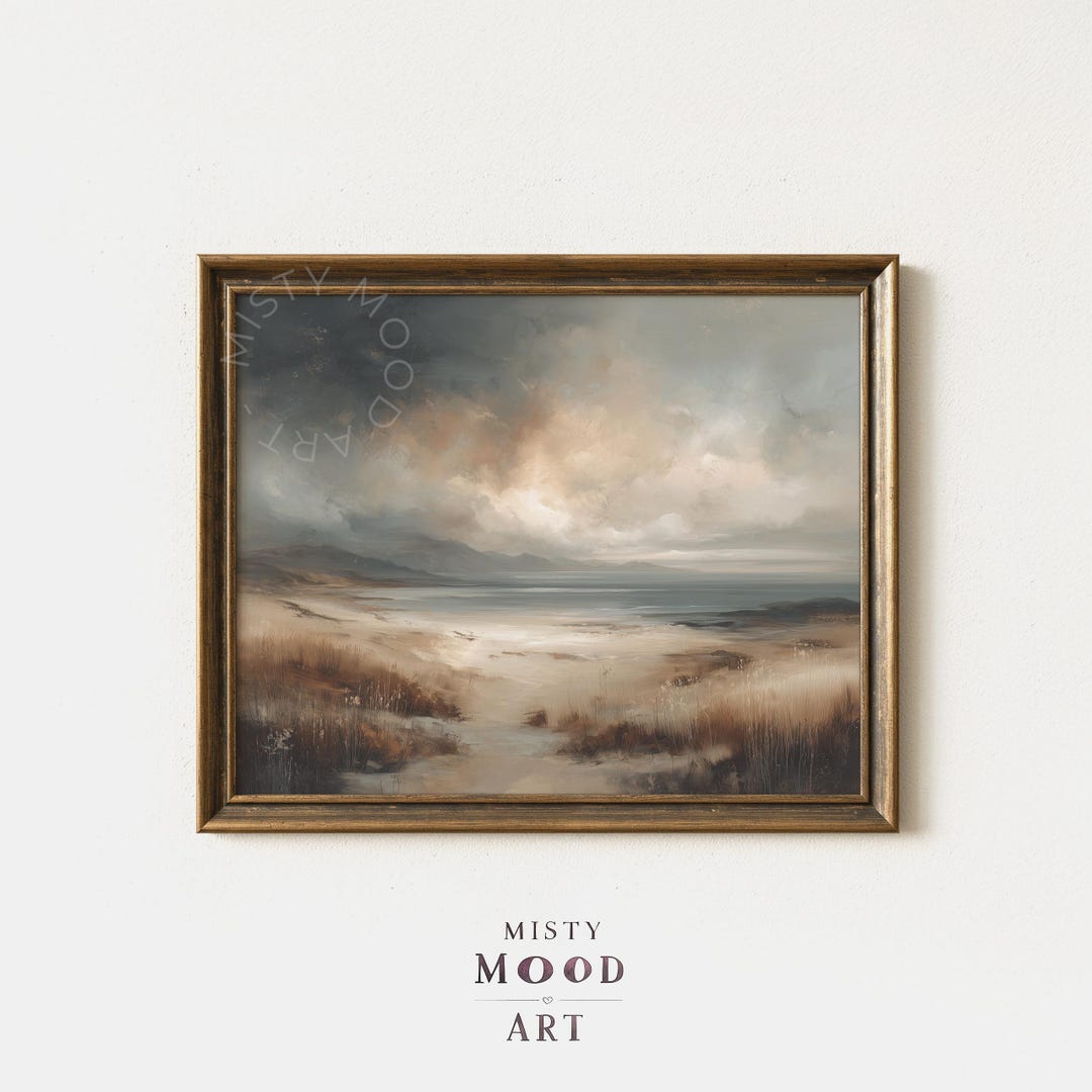 Moody Coastal Seascape Printable Art - Abstract Ocean Landscape, Serene ...
