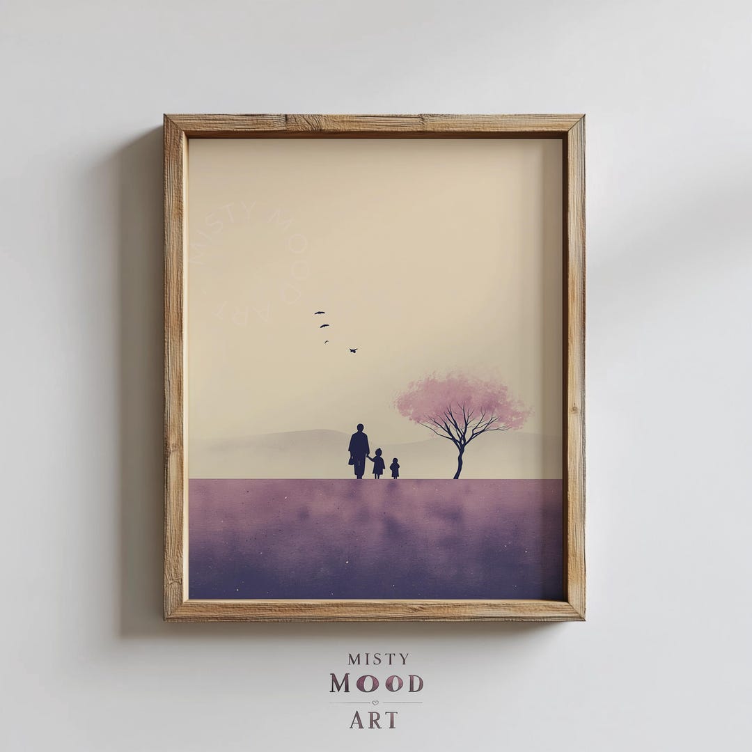 Family Stroll in Lavender Field Art - Printable Nursery Wall Art ...
