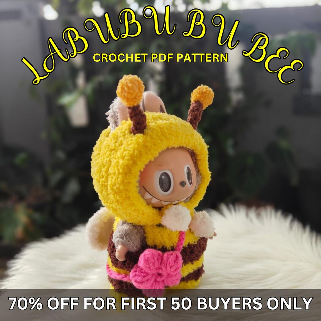 Labubu Bee Crochet Outfit Pattern – Amigurumi Doll Costume PDF – Cute ...